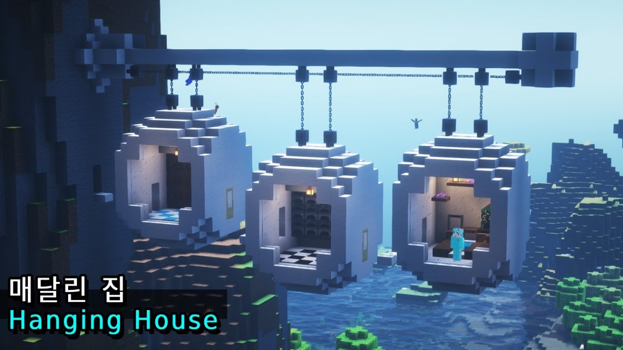 Minecraft Build Tutorial : Hanging Modern House 🏡 l Eng Sub - YouTube