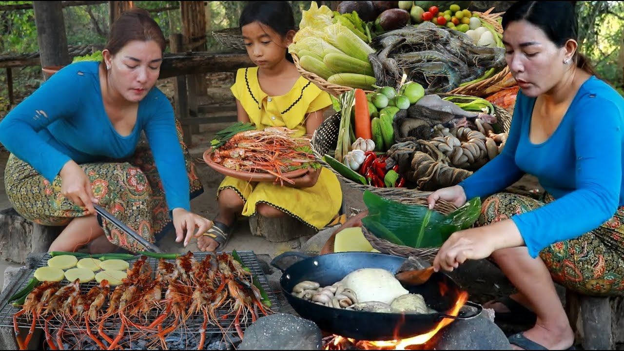 Yummy! Cooking cow stomach recipe- Grilled lobster with vegetable for ...