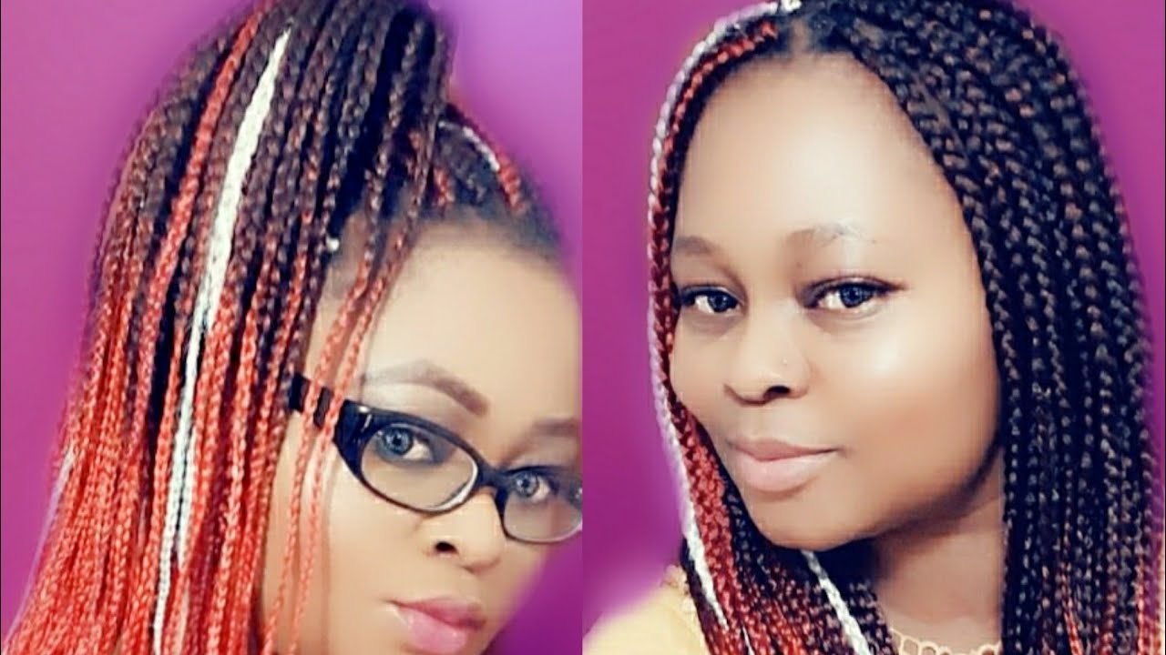 Box Braids Red ombre / done by myself - YouTube