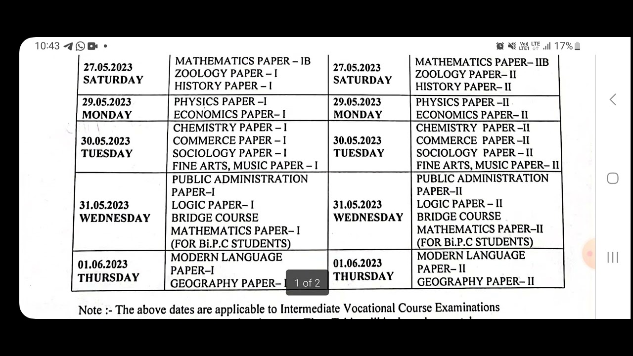 AP INTERMEDIATE 2023 SUPPLEMENTARY EXAM TIMETABLE RELEASED INTER SUPPLY ...