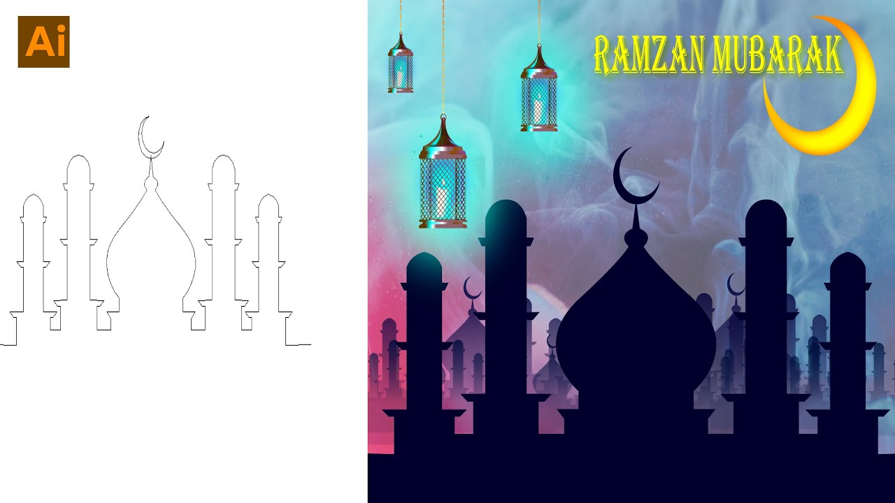 how to make Ramzan Card in adobe illustrator | Illustrator for ...