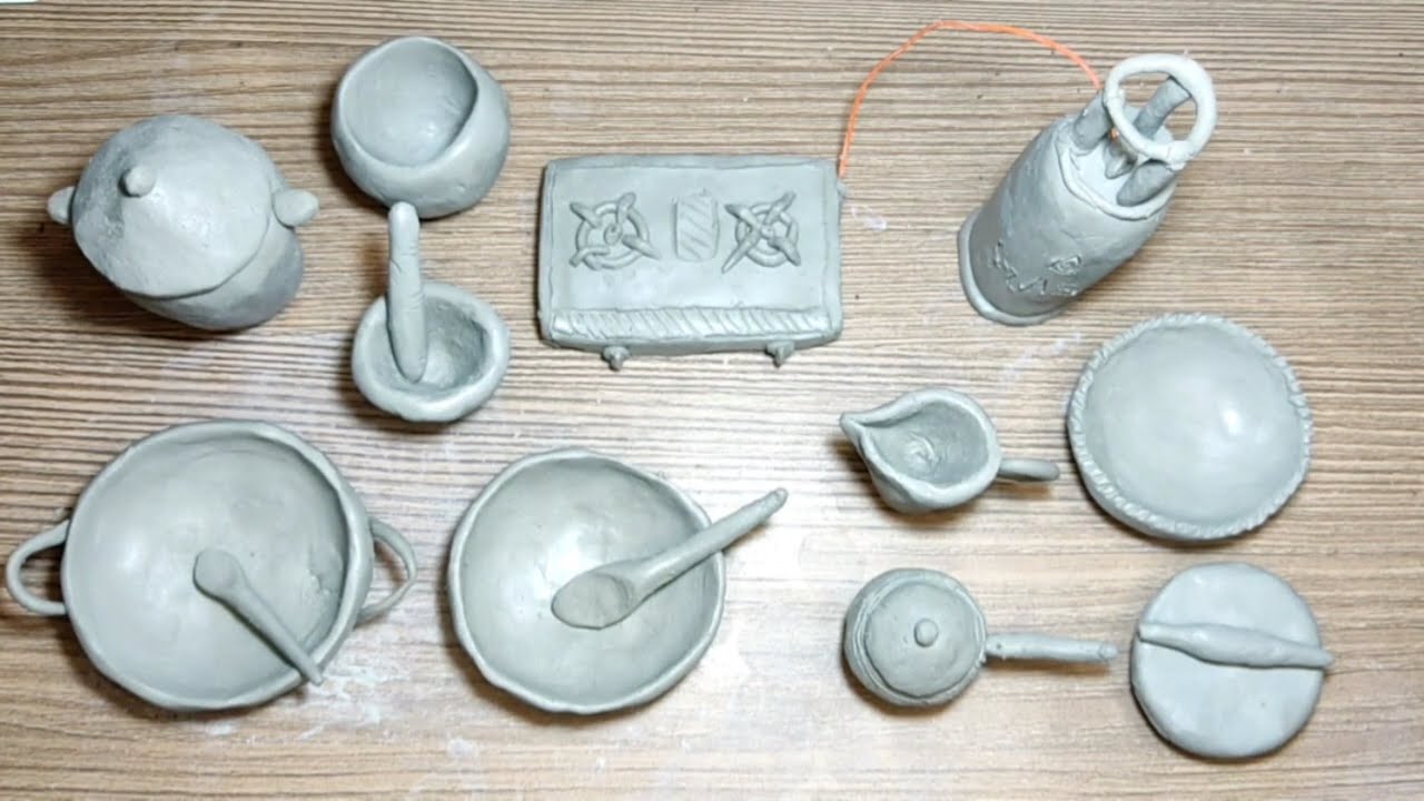Amazing Technique Make Kitchen Set with clay| Miniature clay kitchen ...