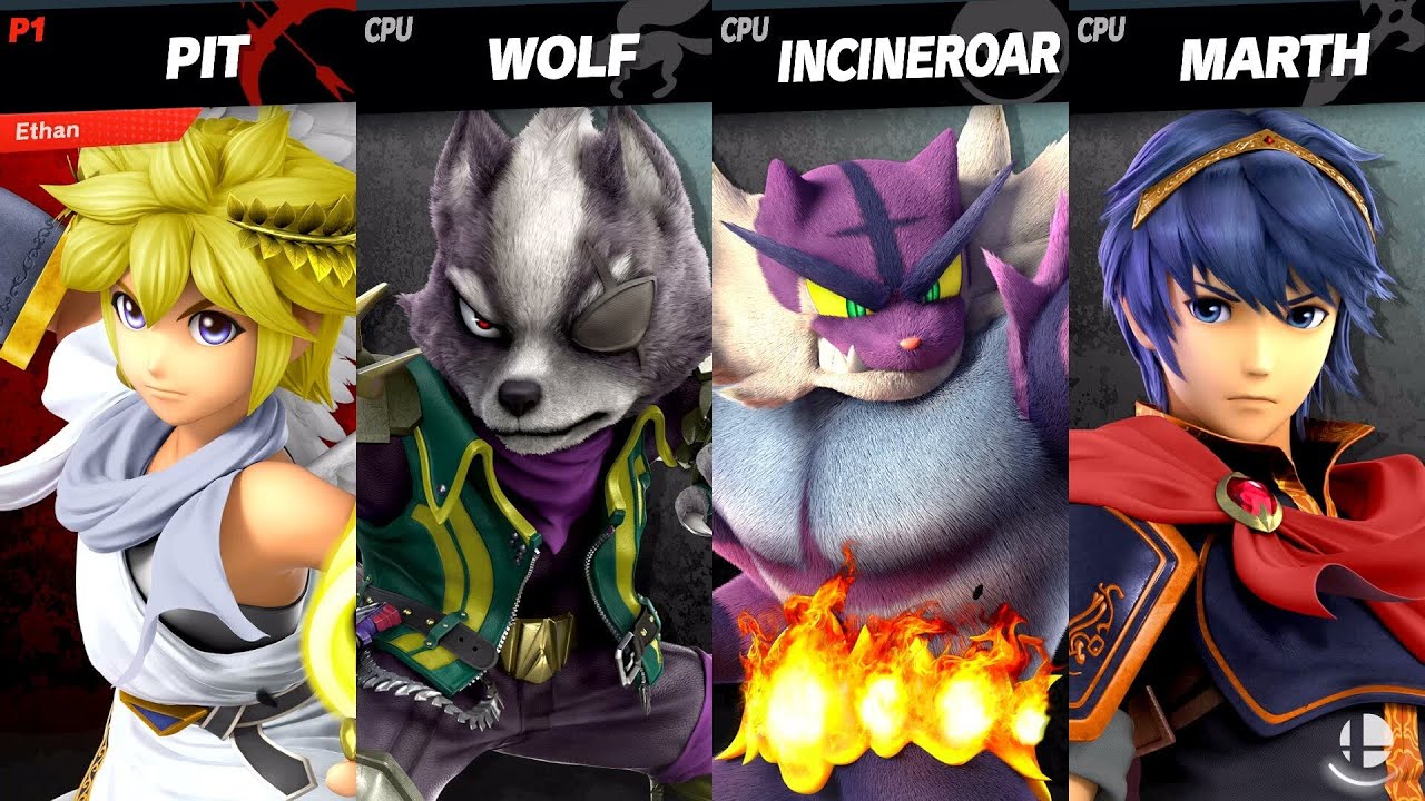 SSBU #500 - Pit (Me) vs. Wolf vs. Incineroar vs. Marth (Level 9 CPU ...