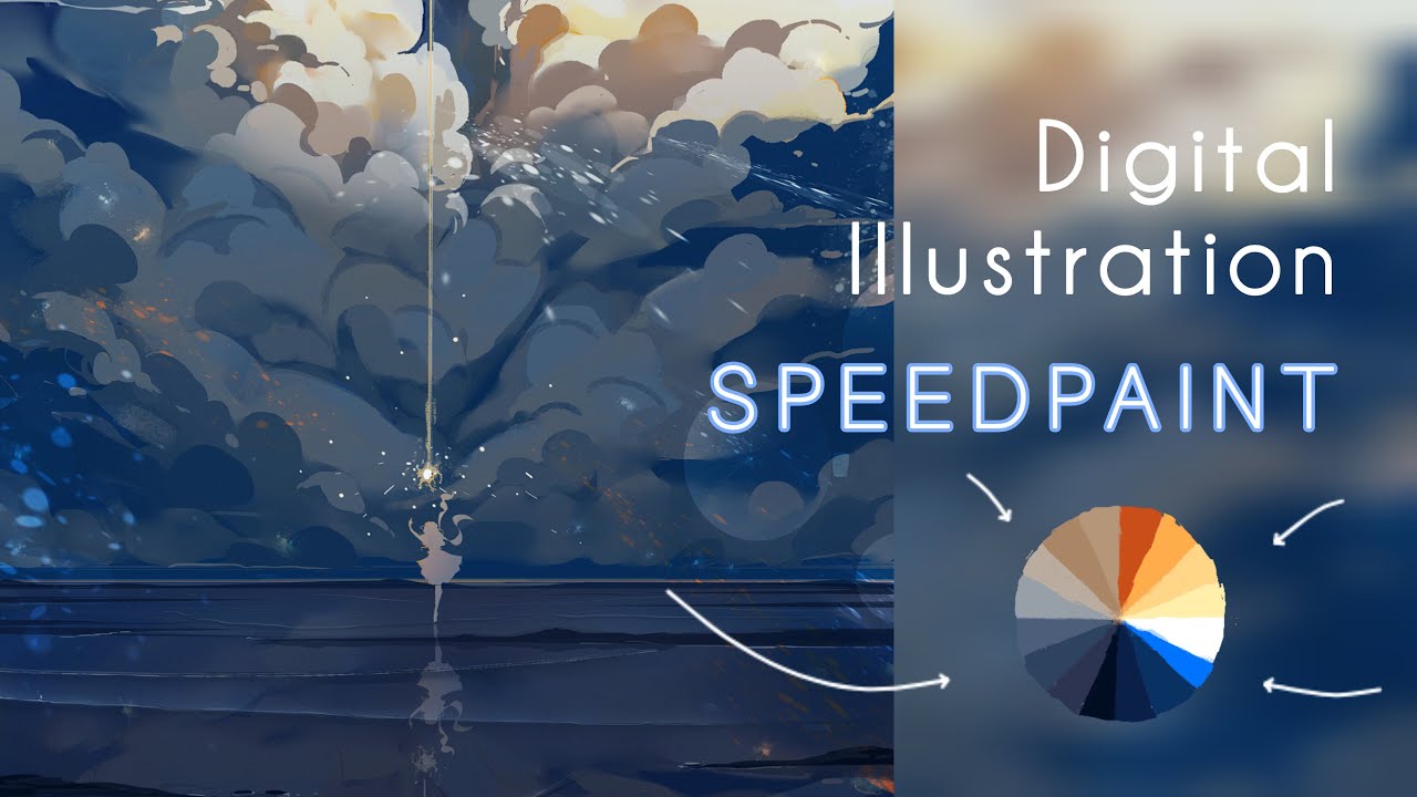 Digital painting process | clouds and lighting [krita] - YouTube