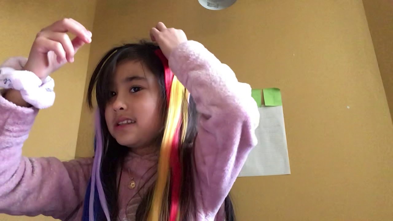 how to put on hair extensions for kids - YouTube