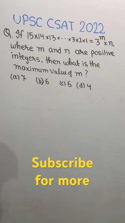 Master UPSC CSAT 2022 Math Question! #CrackCSAT - YouTube