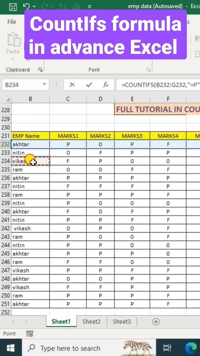 Countifs Formula in Advance Excel #countif #countifs #countif #exceltips #excel @letsstudyexam16 ...