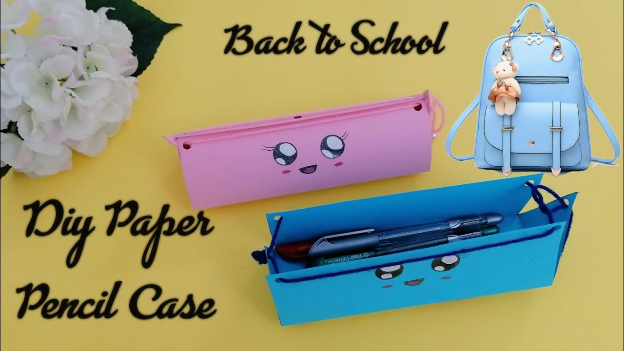 DIY paper pencil case box idea/How to make paper pencil case/easy ...