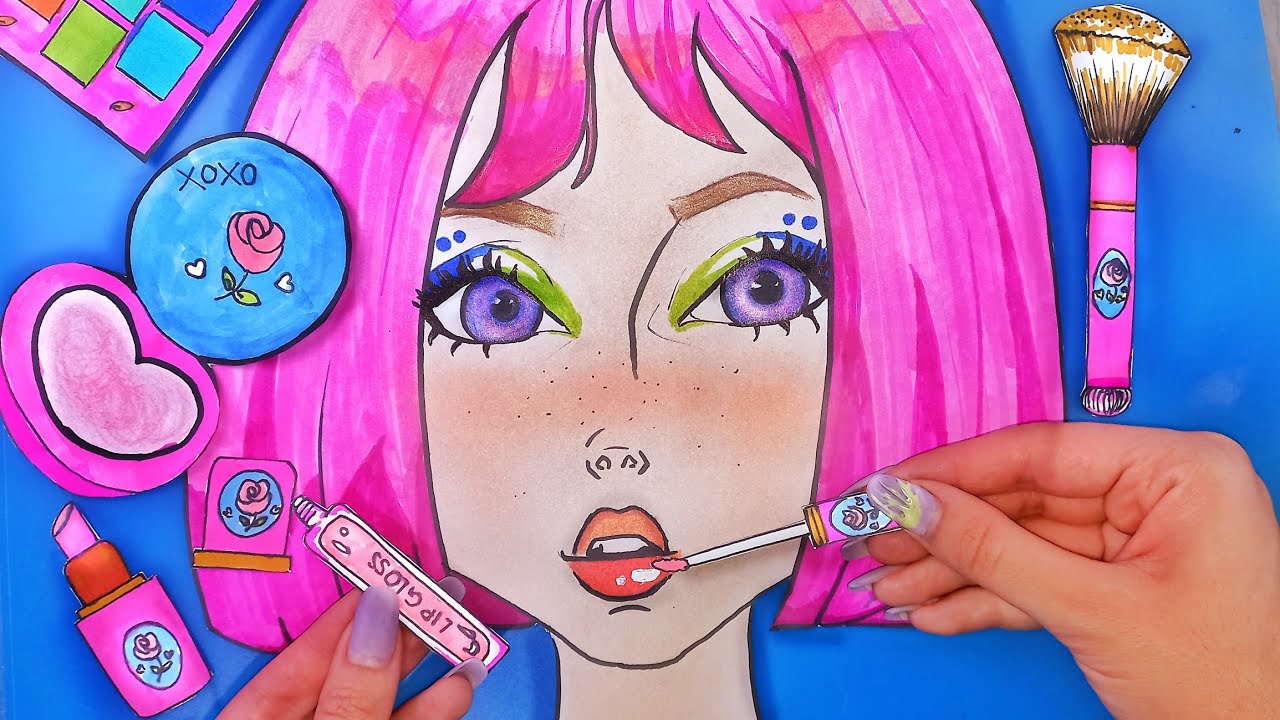 💖[ASMR]💖 DIY paper makeup for PINK🩷🎀 girl with paper cosmetics💄💕 - YouTube