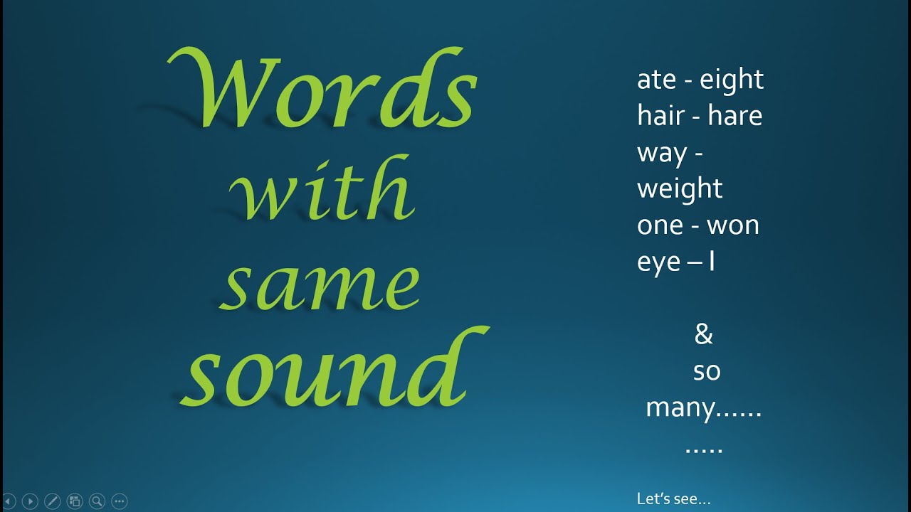 Words with same sound in English - YouTube