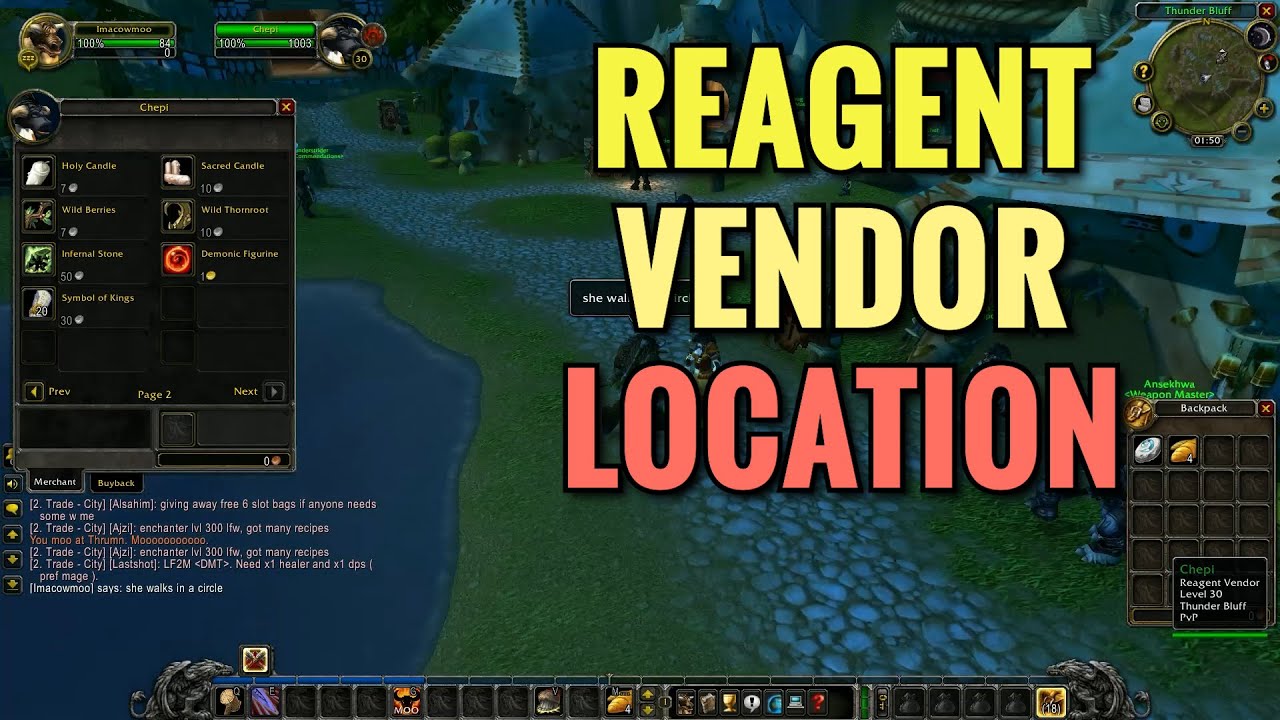 Thunder Bluff Reagent Vendor Location - WoW Classic - YouTube