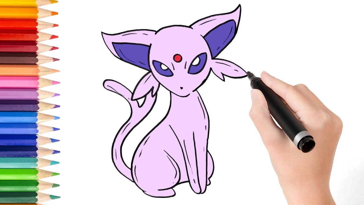 How to draw cartoon espeon pokemon - YouTube