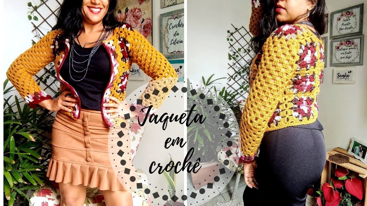 Casaco de Crochê com squares - técnica inédita para fazer mangas - YouTube