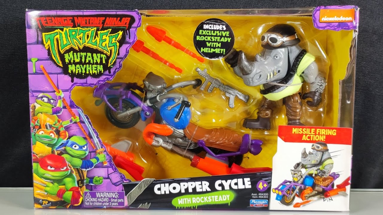 TMNT Tuesday #4 Mutant Mayhem Chopper Cycle With Rocksteady! opening ...