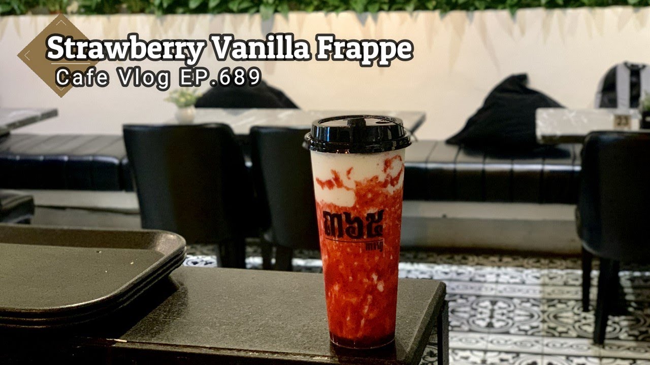 Cafe Vlog EP.689 | Strawberry Vanilla Frappe | Frappe drinks | How to ...