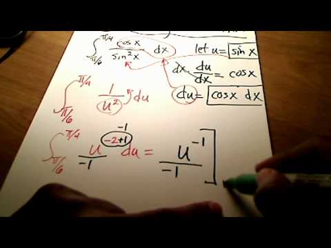 Calc I: Integration by Substitution: Trig functions (let u = sin x ...