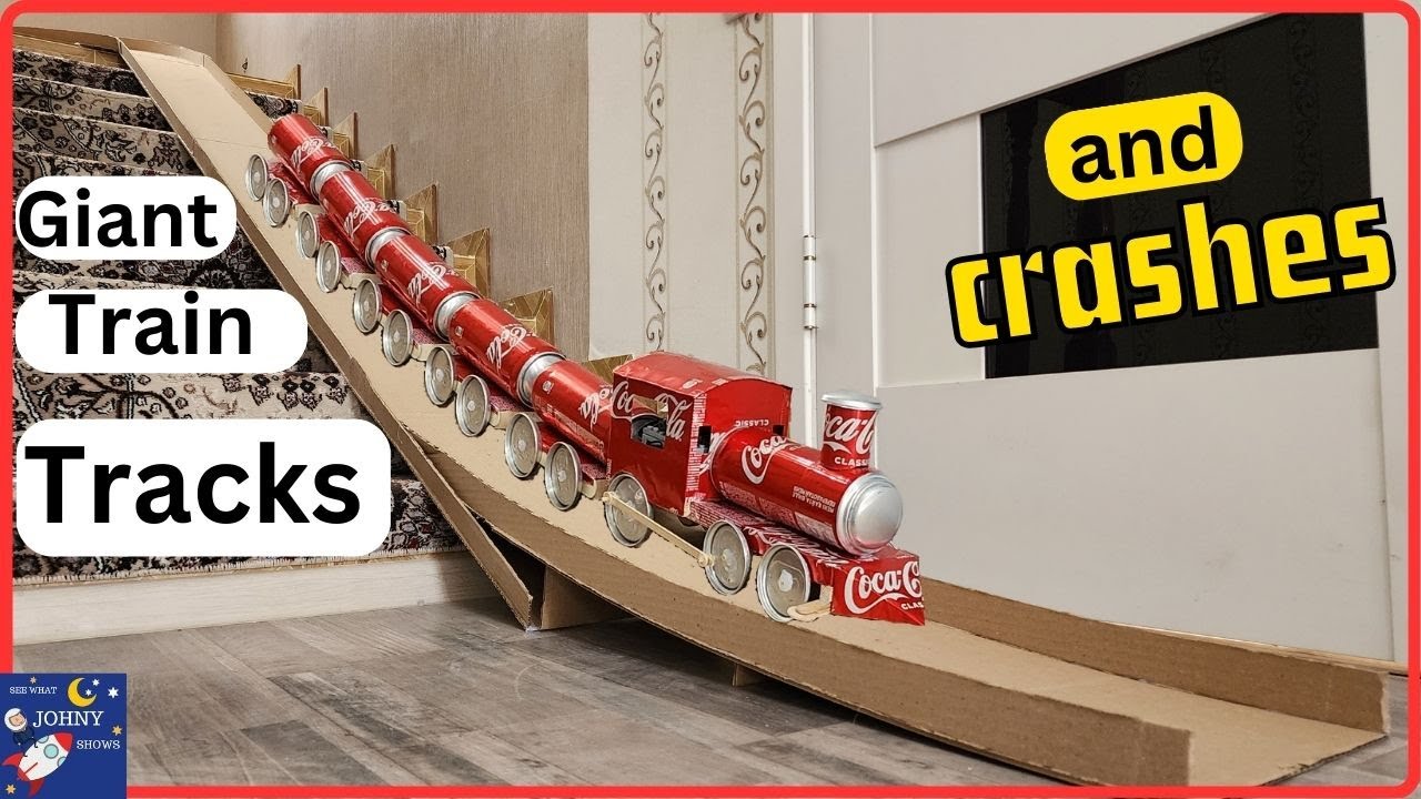 DIY GIANT Cardboard Train Tracks All OVER THE HOUSE With DIY Soda Can ...