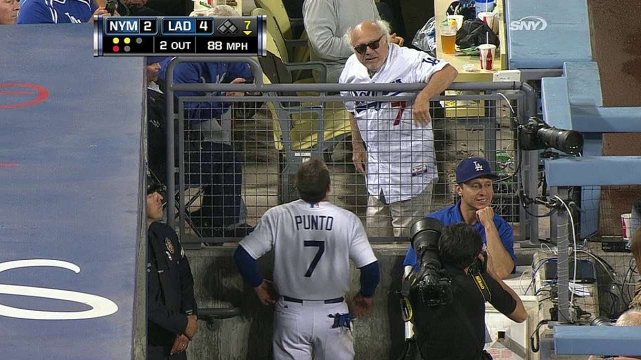 Danny DeVito celebrates home run with Nick Punto - YouTube
