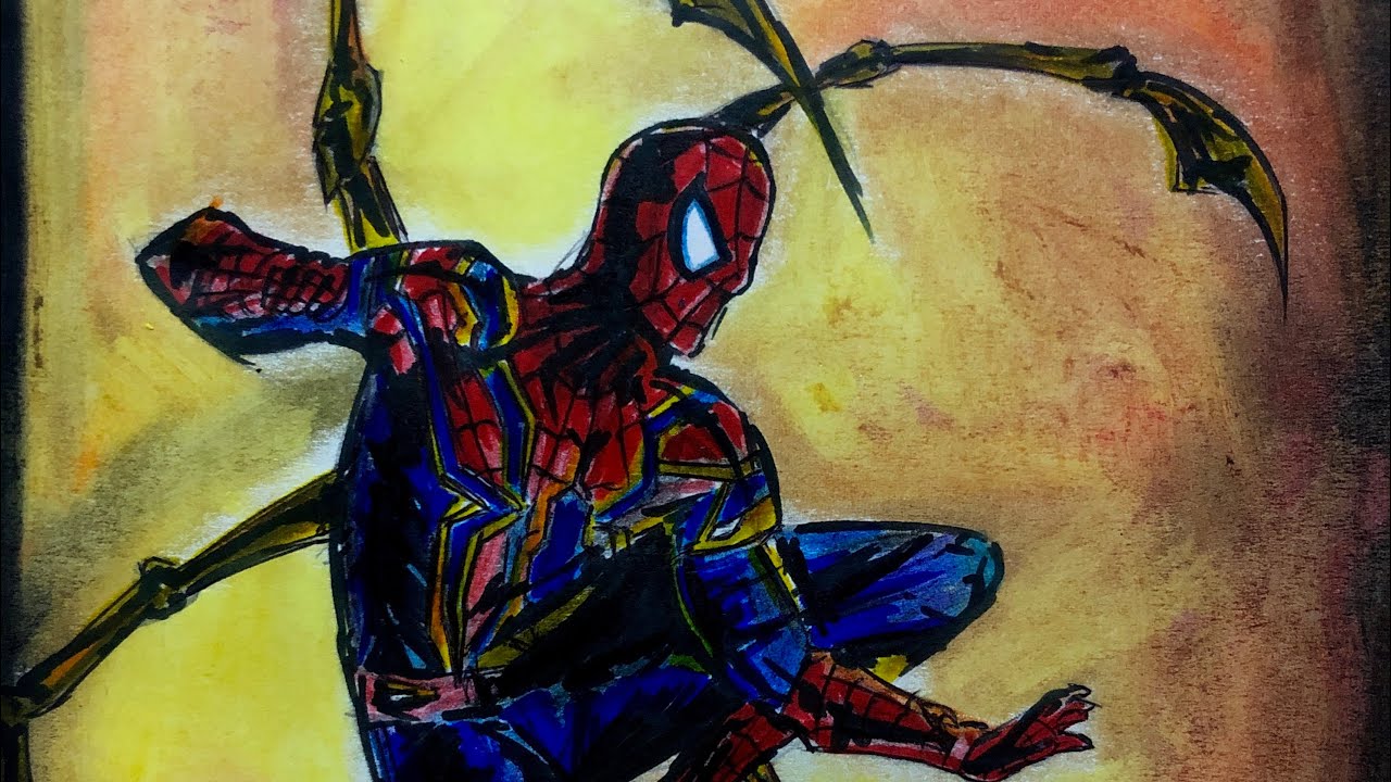 Drawing the IRON SPIDER-MAN from AVENGERS INFINITY WAR - YouTube