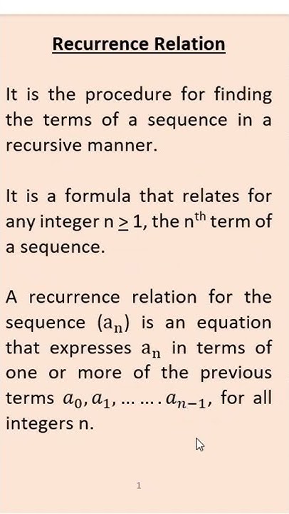 1 - Recurrence Relation - Definition - #Shorts - Hindi - Madhavan SV - YouTube