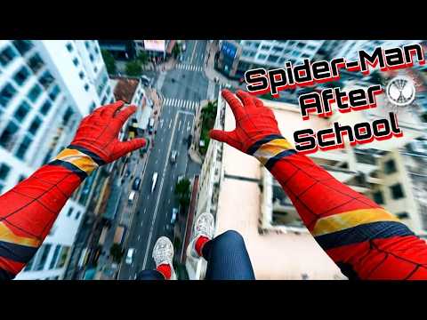 What does Spider-Man do after school?  ( Action PARKOUR POV ) || Spider Man in real life