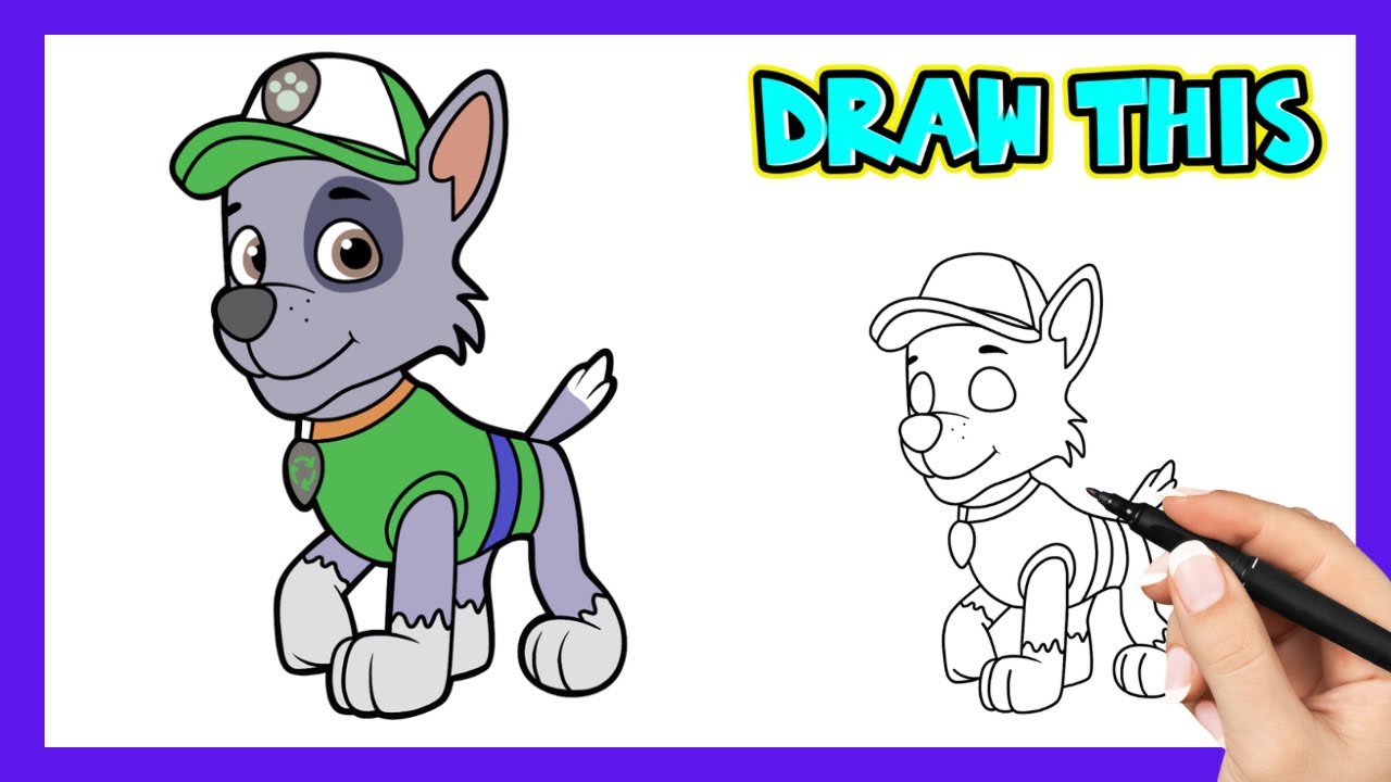 How to draw Rocky from Paw Patrol - YouTube