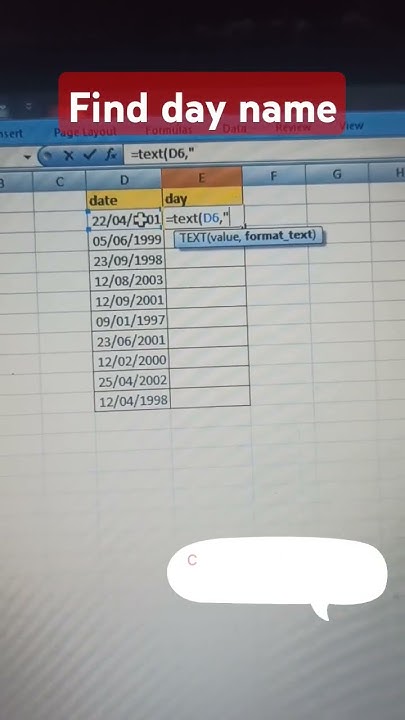 find day name in excel trick 2024 #exceltech #exceltips #excel #exceltricks - YouTube