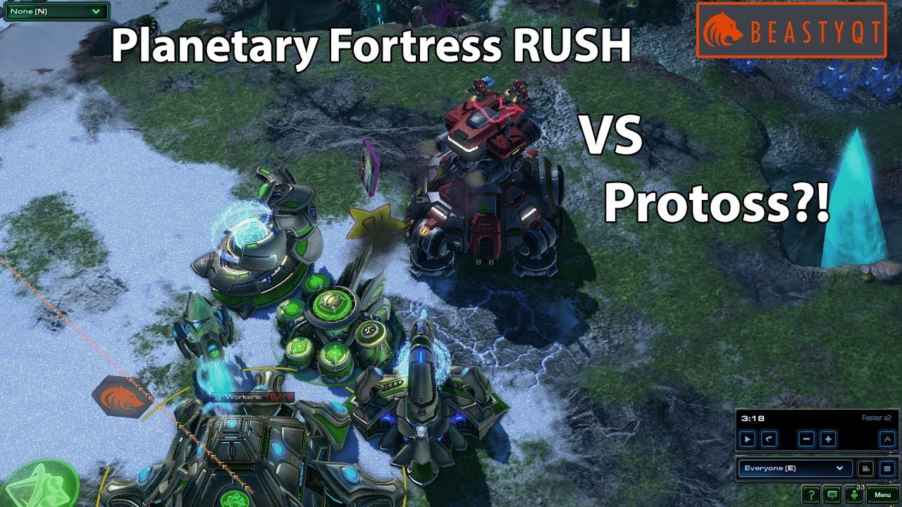 StarCraft 2: Planetary Fortress RUSH VS Protoss?! - YouTube
