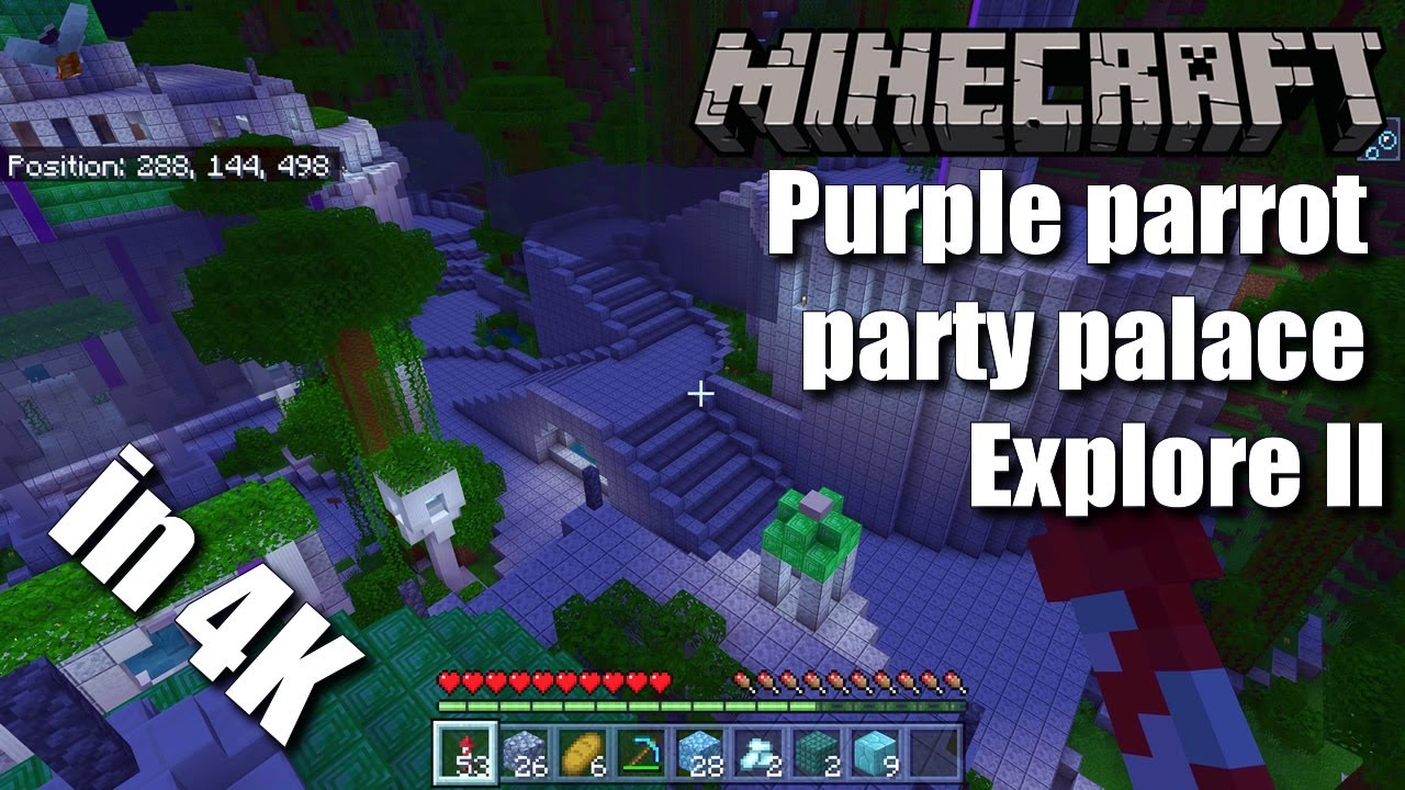 Minecraft purple parrot party palace world - exploring II - YouTube