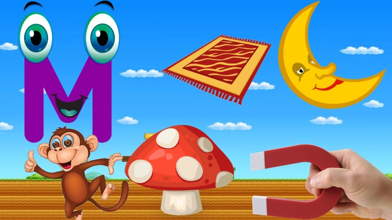 Words from M | Learn Letter M | Kids Learning M for Mushroom/Mango/Moon ...