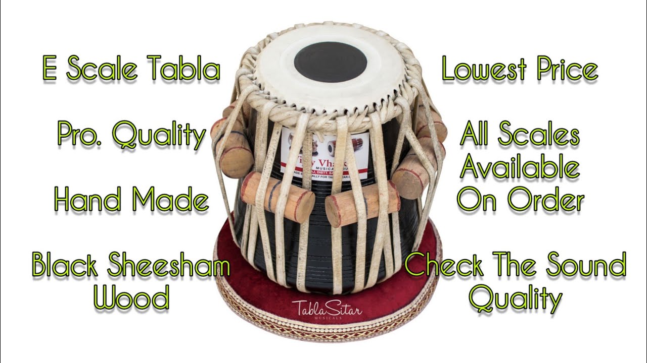 E Scale Professional Black Sheesham Tabla - YouTube