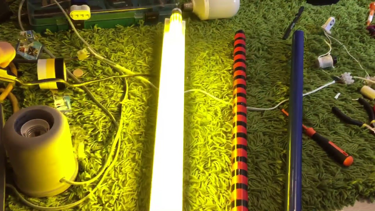 Homade (DIY) colored fluorescent tubes - YouTube
