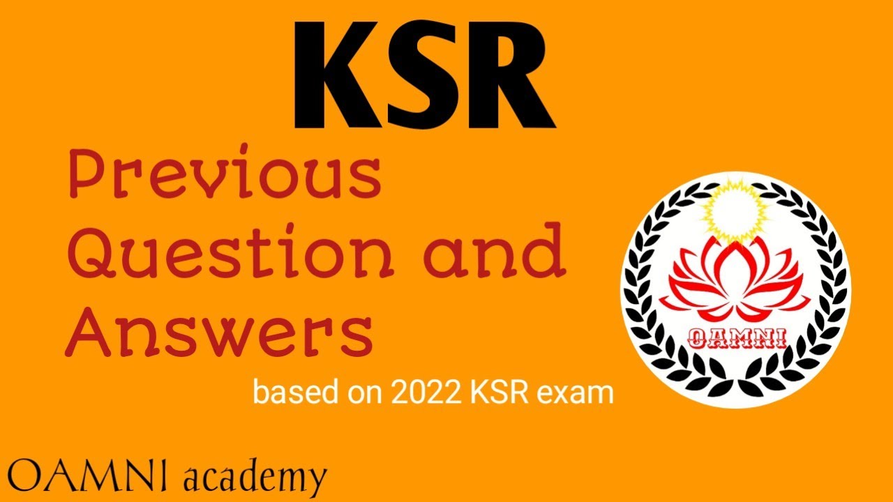 KSR previous Q&A // based on 2022 January KSR Exam - YouTube