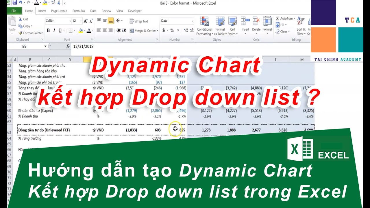 Cách tạo Dynamic Chart kết hợp Drop down list trong Excel - YouTube