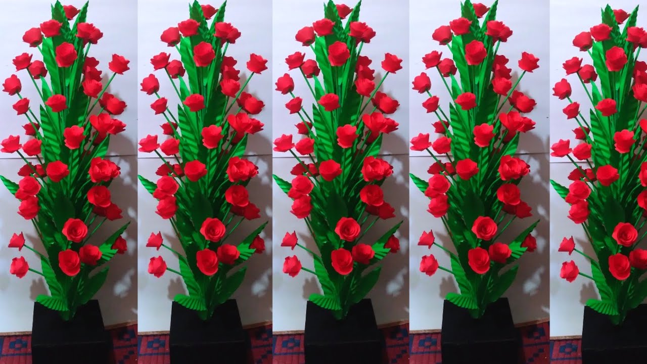 A4 nirmana / big rose flowers with paper / paper flowers / paper flower ...