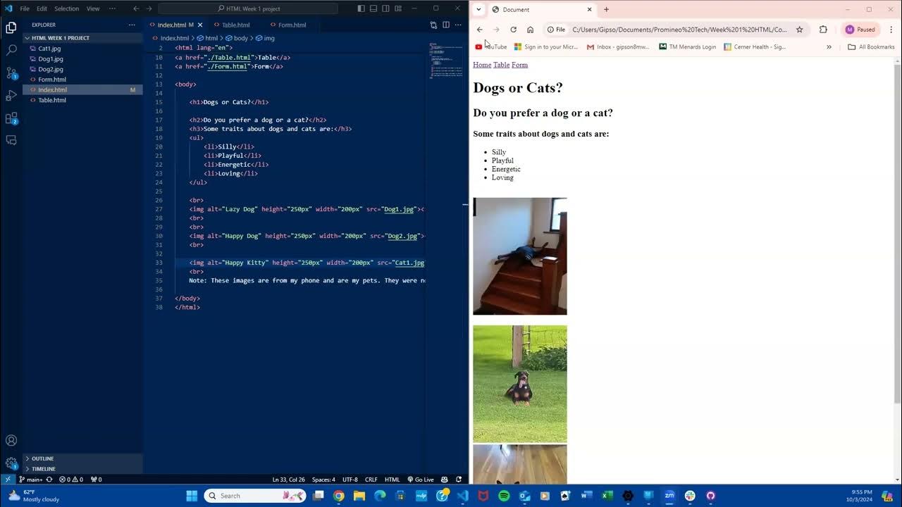 HTML Week 1 Assignment Matthew Gipson - YouTube
