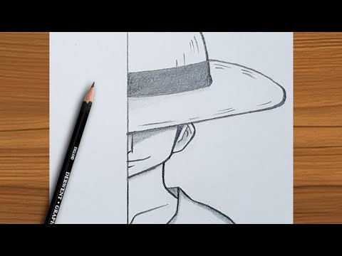 How to Draw Luffy | Luffy half face Drawing | Easy Monkey D. Luffy ...