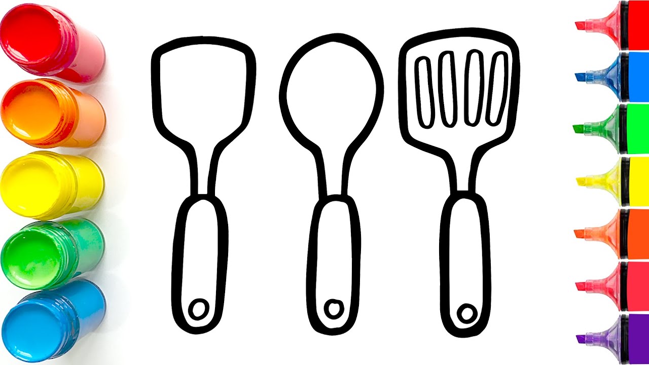 How to Draw 3 Basic Turner Cooking Tools | Easy Step by Step Tutorial ...