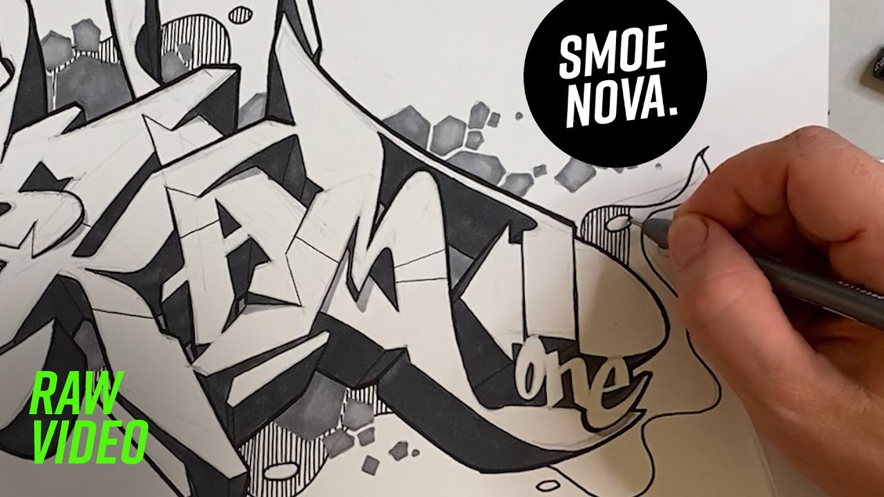 GRAFFITI SKETCH real time painting | RAW & UNCUT - YouTube