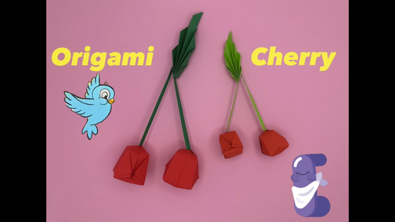 ORIGAMI LESSON🍒/DIY How to make Origami Cherry/Оригами Вишня/체리 종이접기 ...