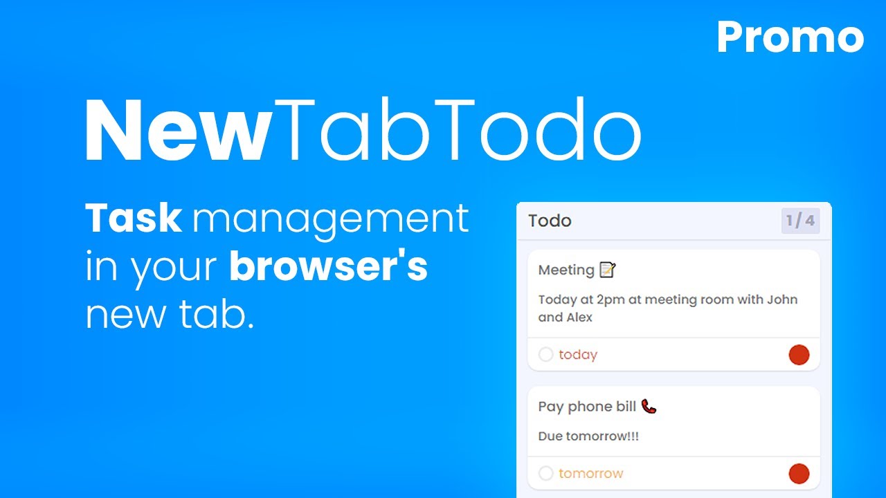 NewTabTodo - Promo (NEW) | Task management in your browser's new tab ...