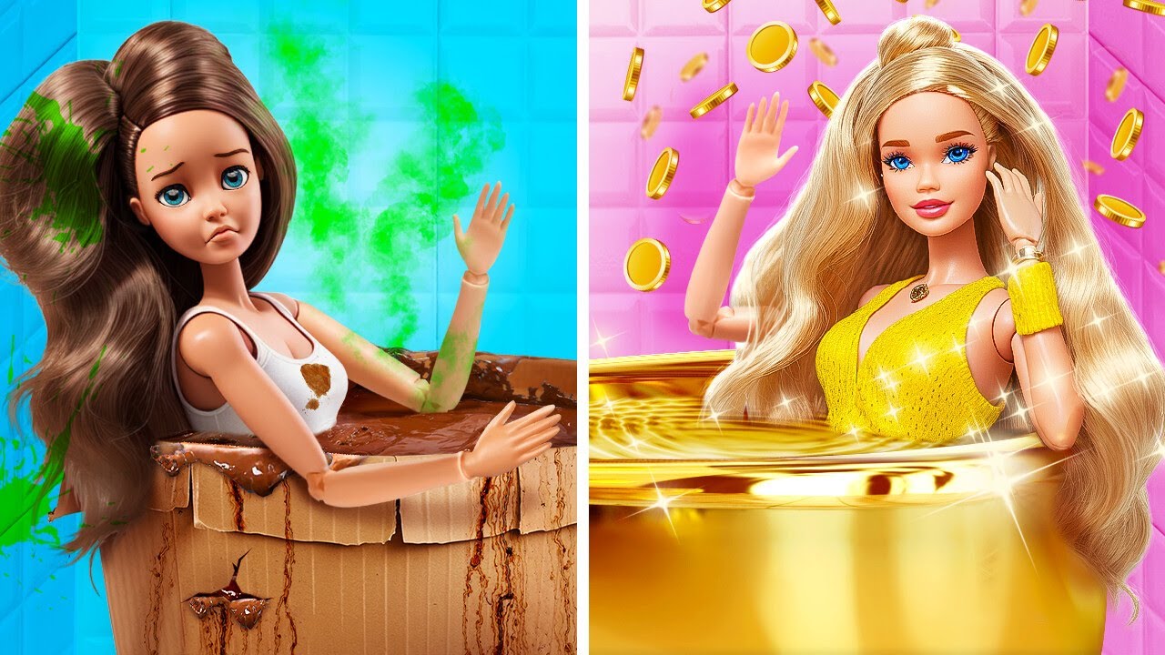 We Adopted a Poor Barbie! Poor vs Rich Doll Hacks by 123 GO! - YouTube