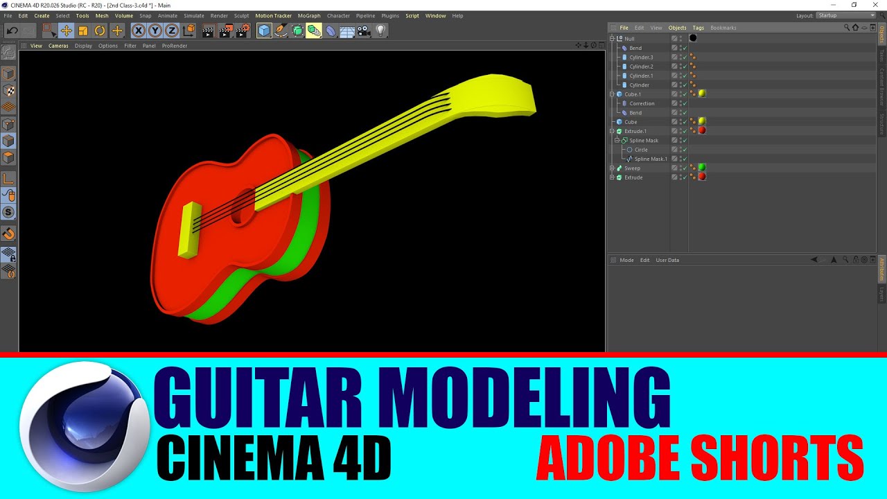 Low Poly Guitar Modeling || Cinema 4D || Adobe Shorts - YouTube