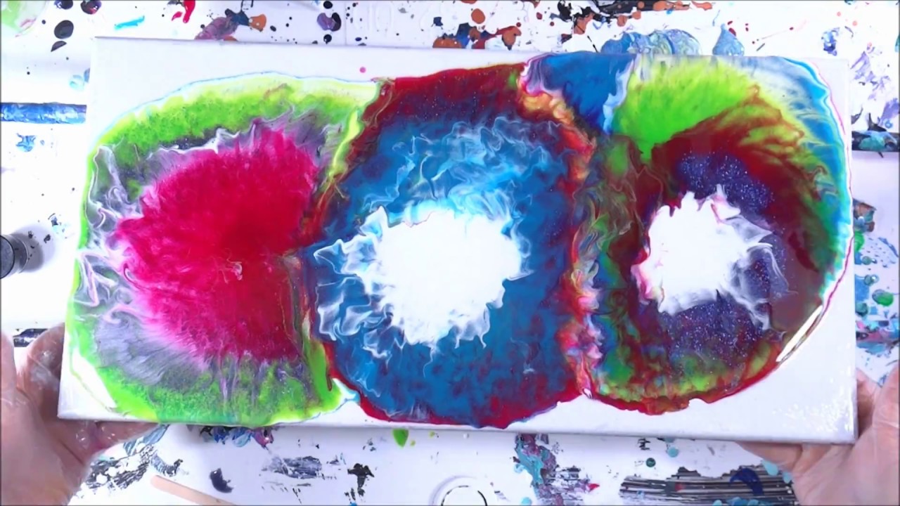 10x20 Resin Puddle Pour with Acrylic Inks (139) - YouTube