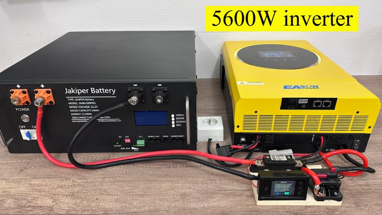 Complete installation Hybrid Solar Inverter 48V system 5600W home ...