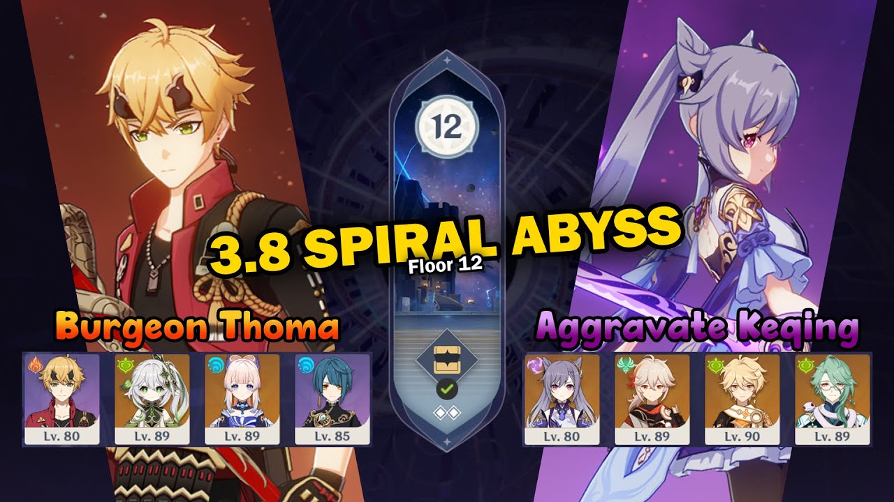 Burgeon Thoma & Aggravate Keqing | 3.8 Spiral Abyss Full Star Gameplay ...