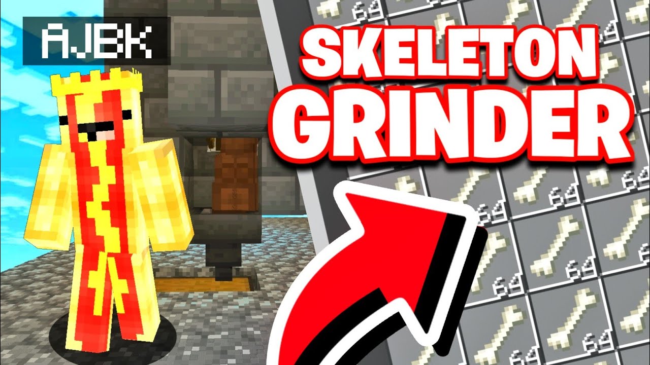 I MADE A SKELETON GRINDER!!!(MCPE Cubecraft Skyblock)(#19) - YouTube