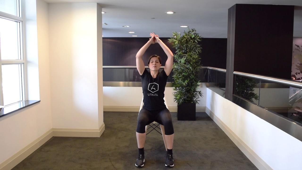 1 Minute Office Chair Yoga - Yoga at your Desk- Work from Home - Flow ...