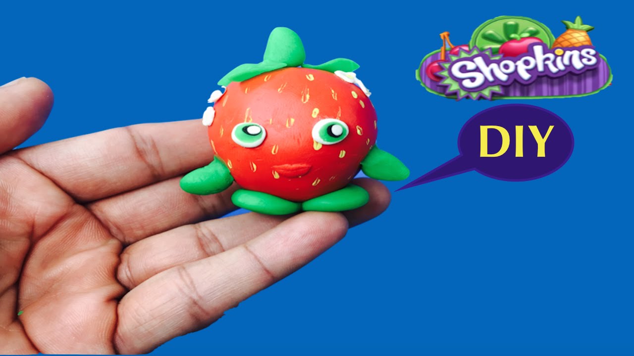 Play doh Shopkin Strawberry Kiss!How to make Shopkins out of modelling ...