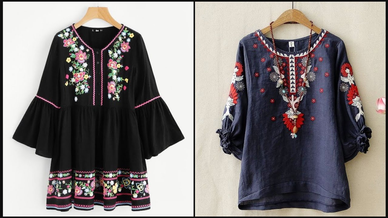 Trendy stylish embroidered tunic tops collection for women - YouTube